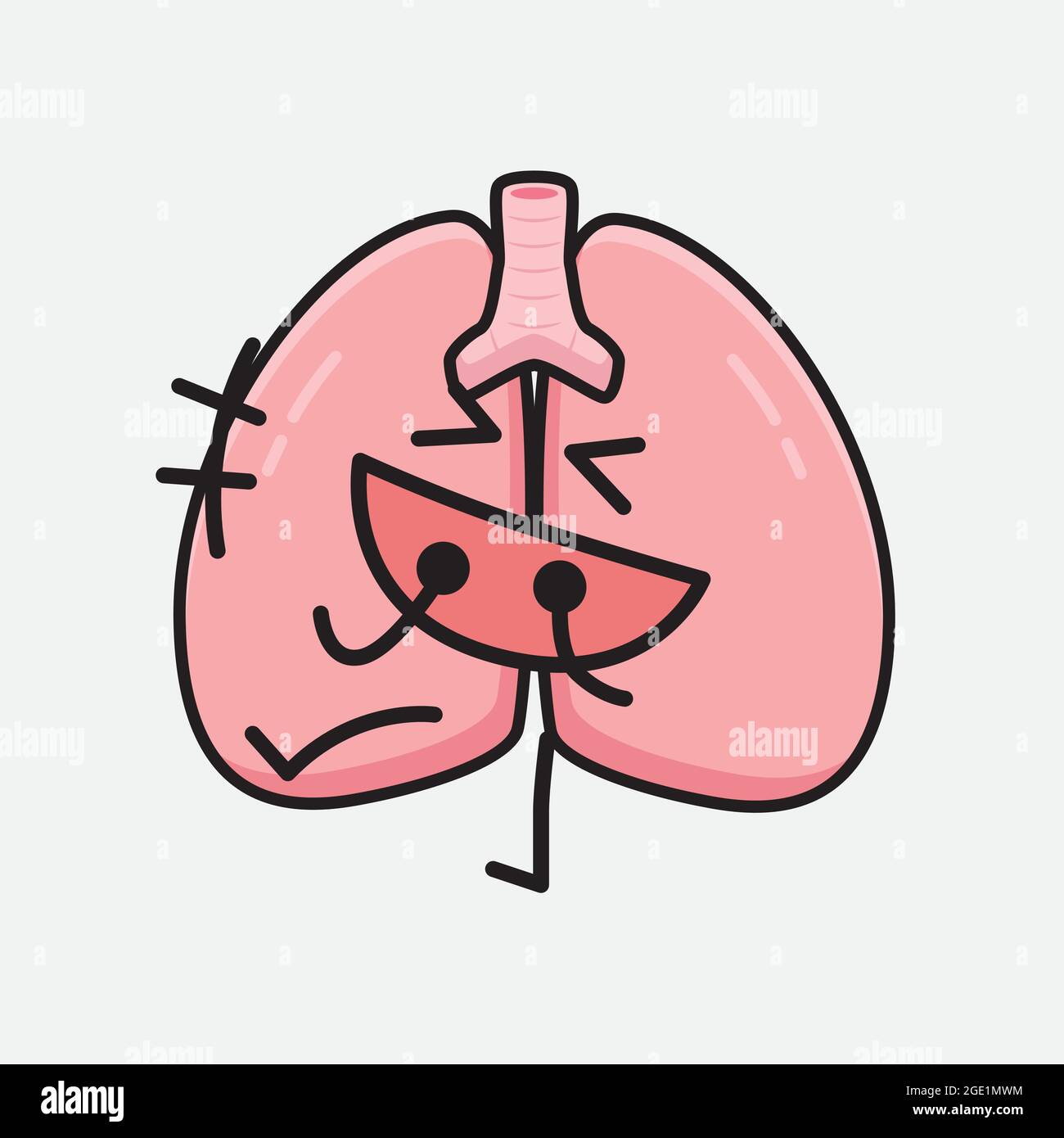 Vector Illustration of Lungs Character with cute face and simple body ...