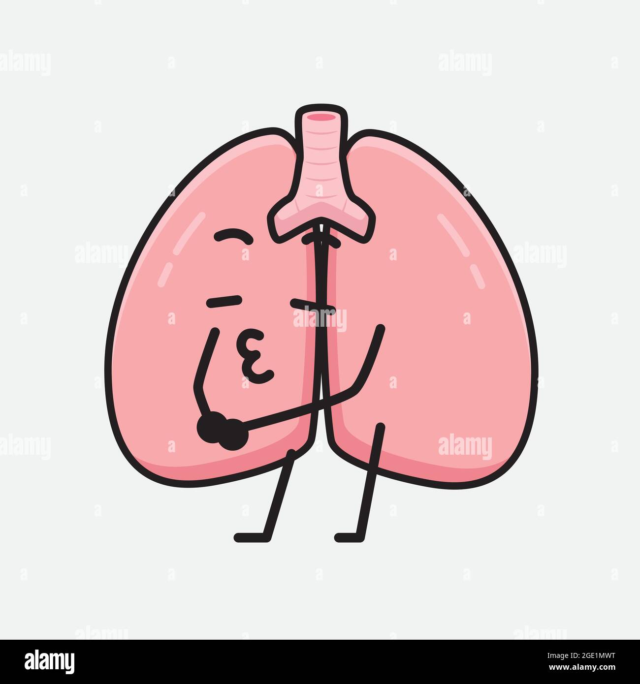 Vector Illustration of Lungs Character with cute face and simple body ...