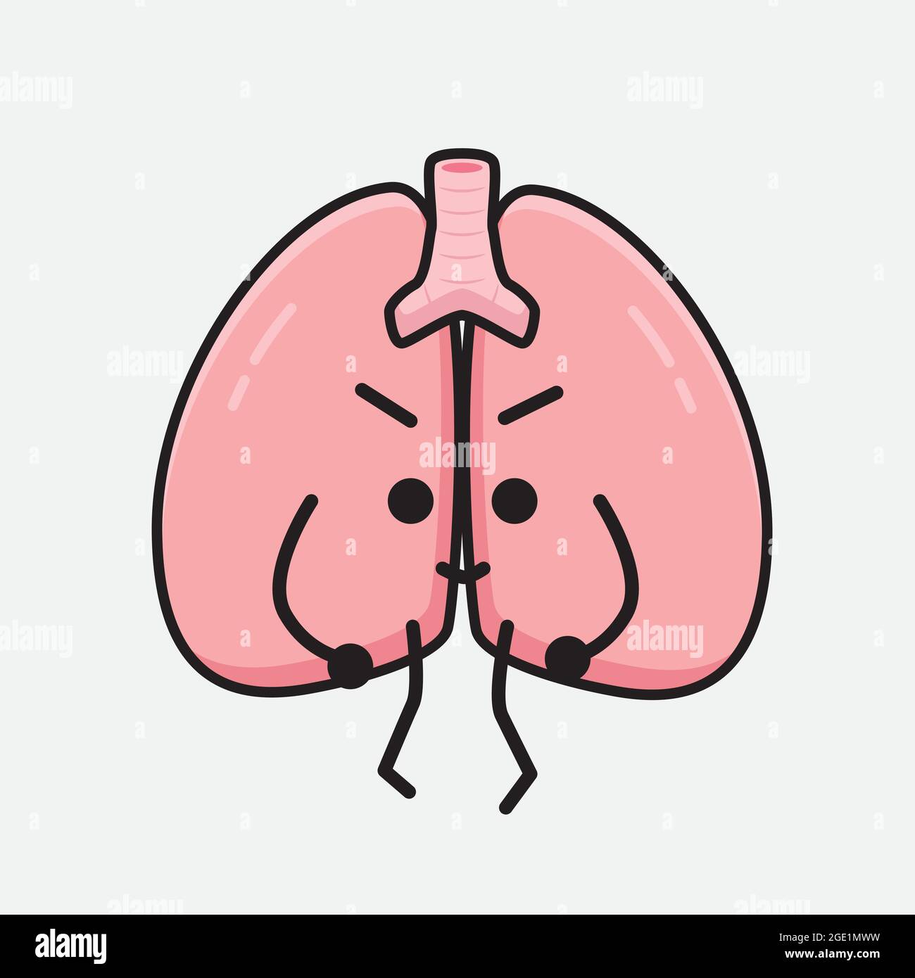 Vector Illustration of Lungs Character with cute face and simple body ...