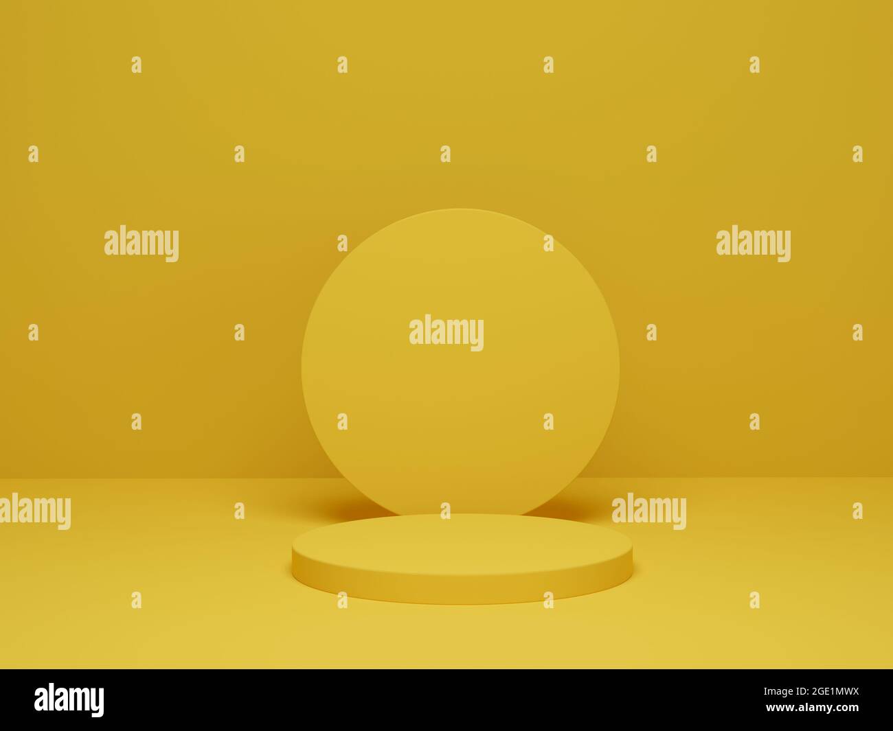 3D rendering. Yellow cylinder platform minimal background. Abstract ...