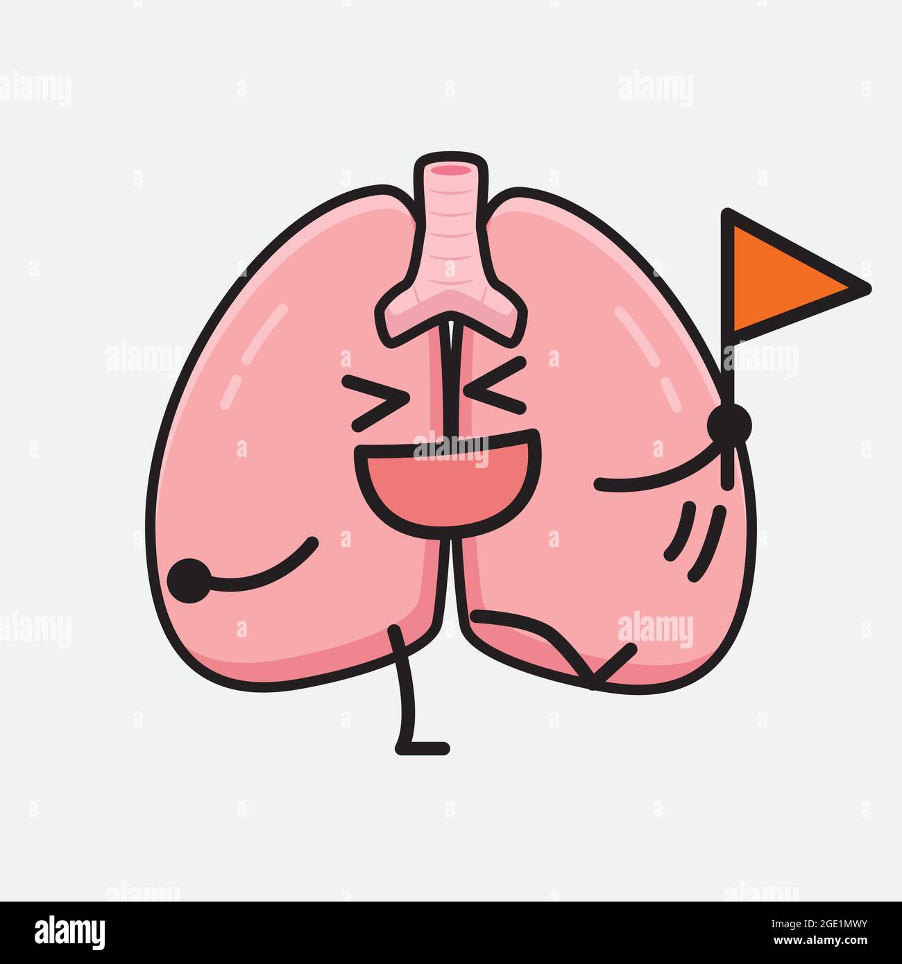 Vector Illustration of Lungs Character with cute face and simple body ...