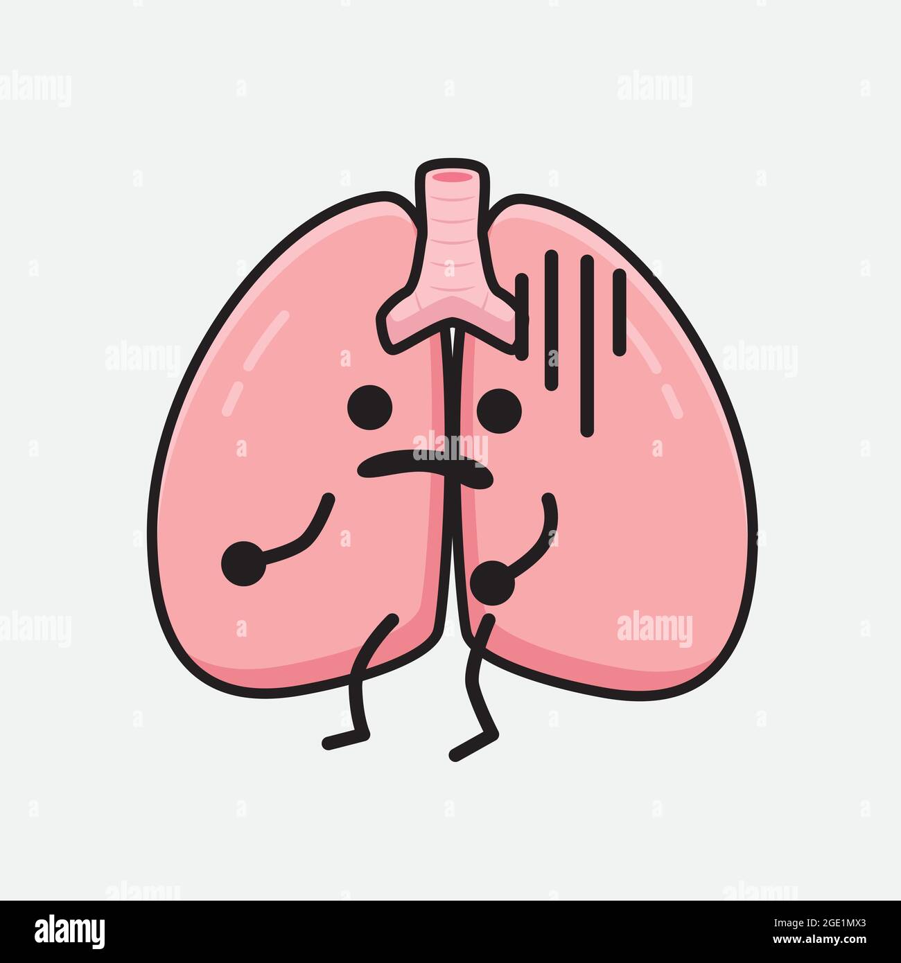 Vector Illustration of Lungs Character with cute face and simple body ...