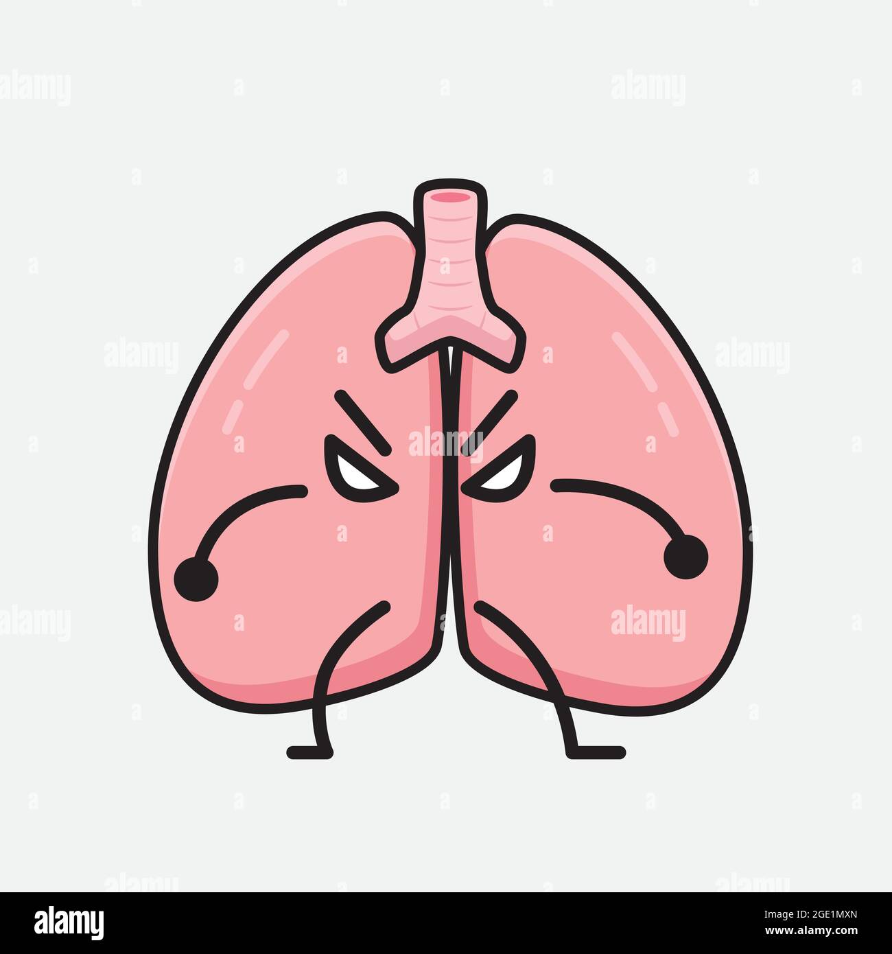 Vector Illustration of Lungs Character with cute face and simple body ...
