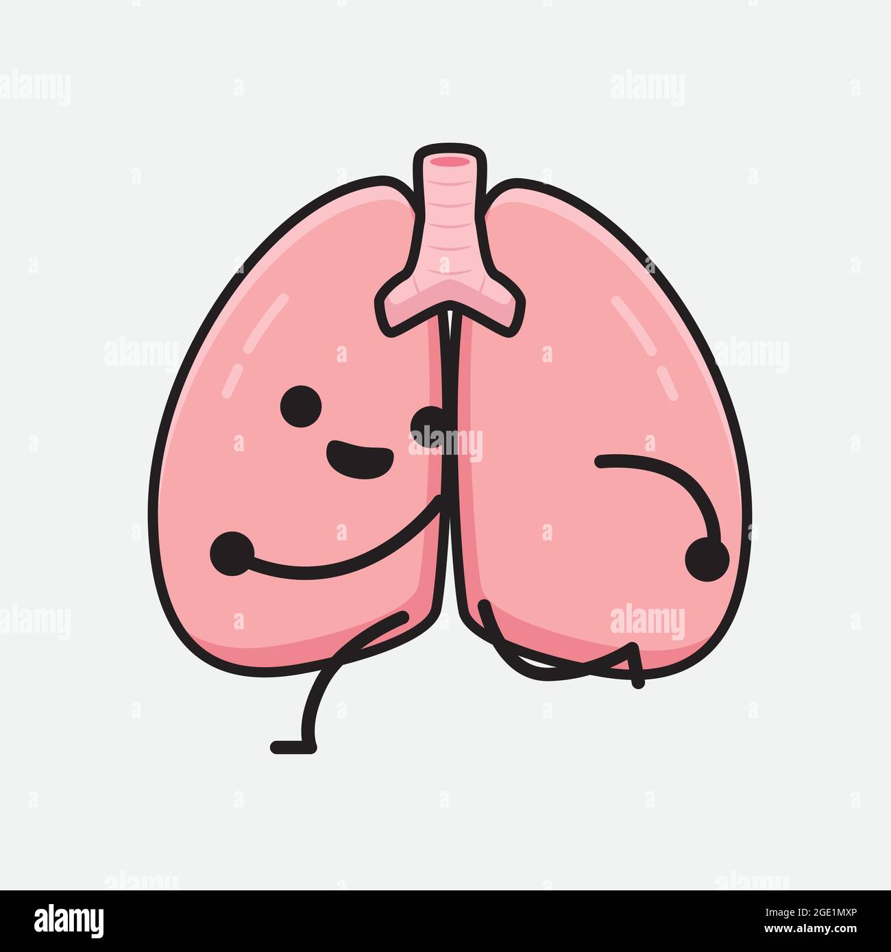 Vector Illustration of Lungs Character with cute face and simple body ...