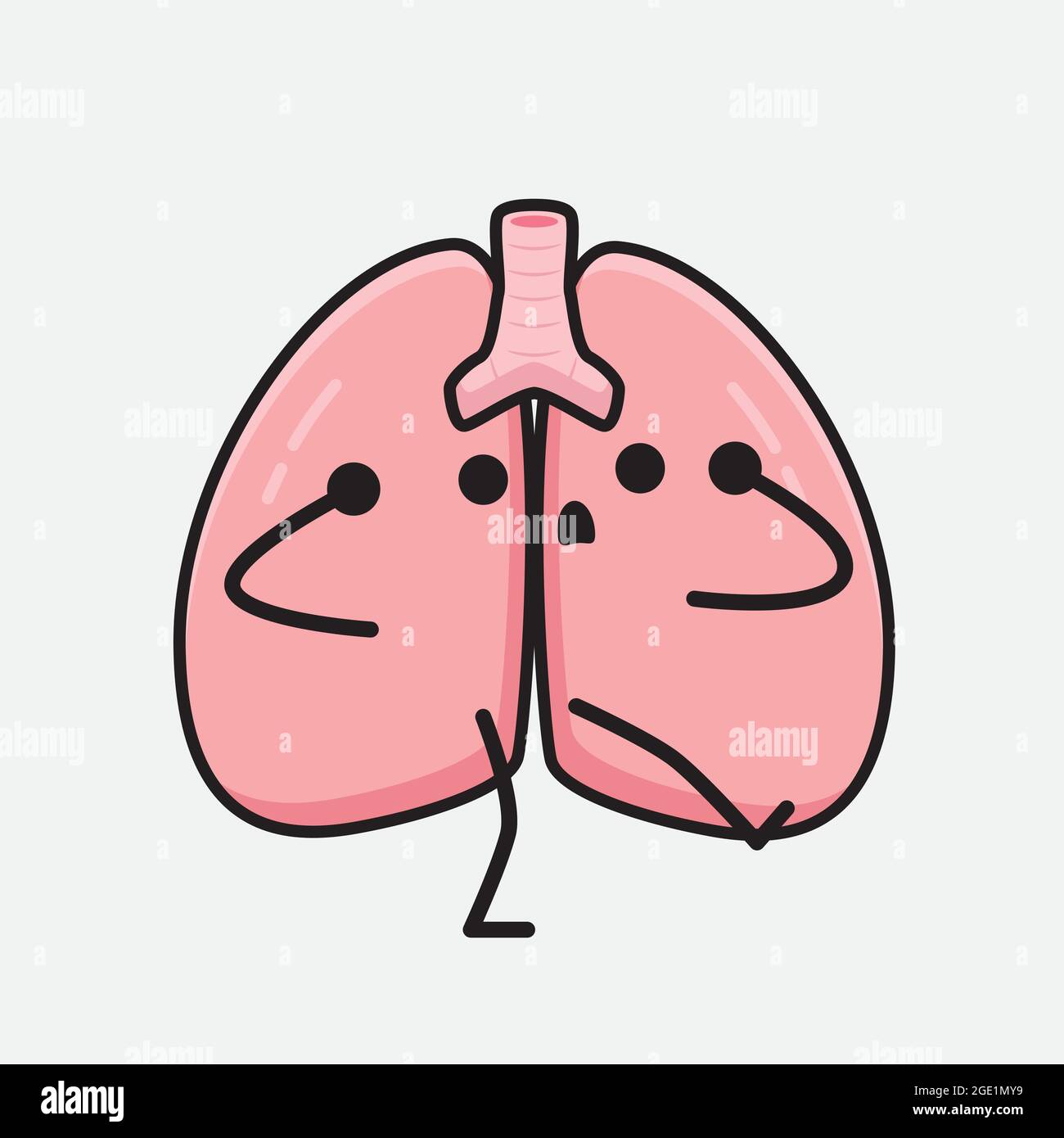 Vector Illustration of Lungs Character with cute face and simple body ...