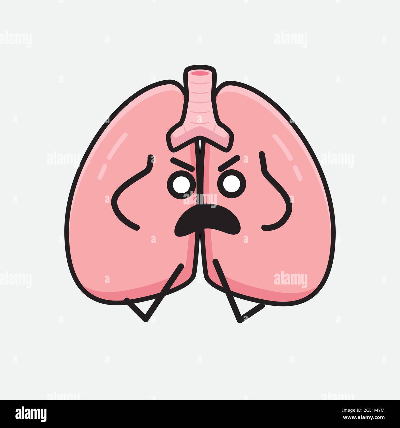 Vector Illustration of Lungs Character with cute face and simple body ...