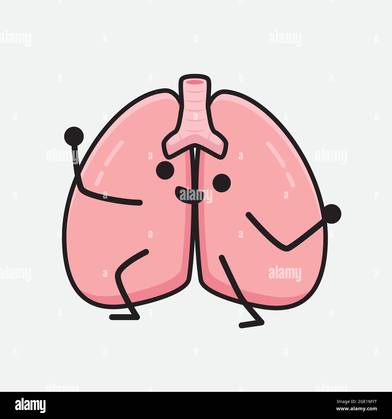 Vector Illustration of Lungs Character with cute face and simple body ...