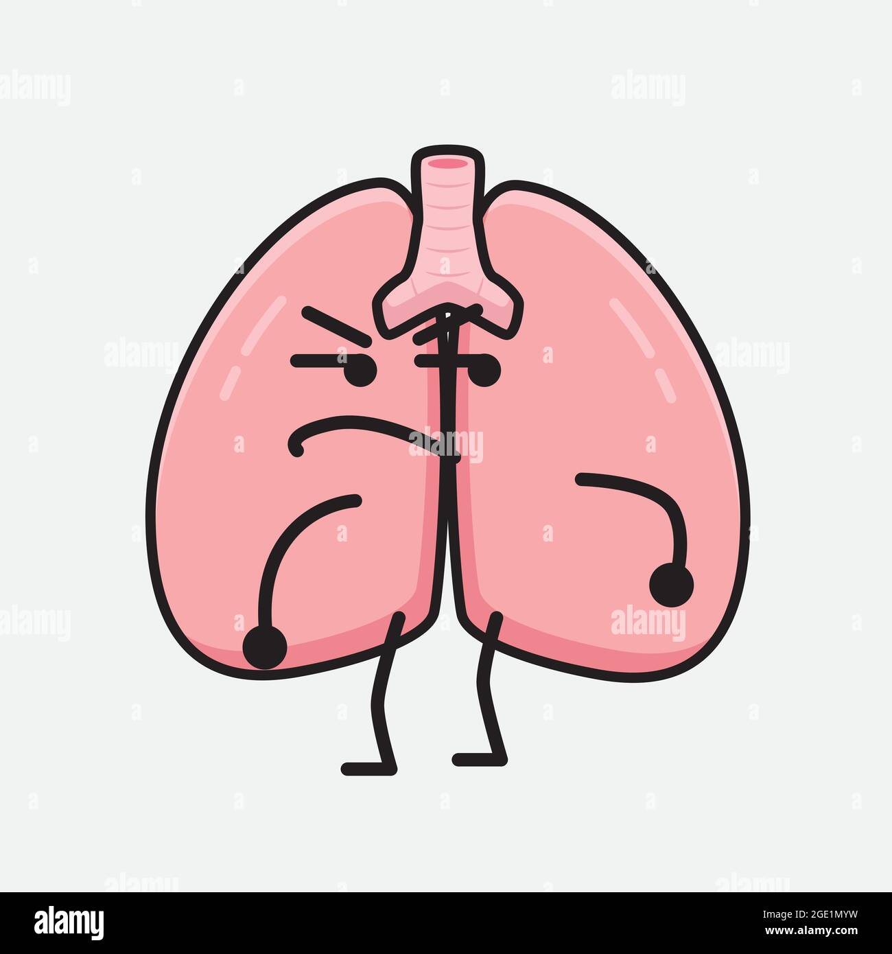 Vector Illustration of Lungs Character with cute face and simple body ...
