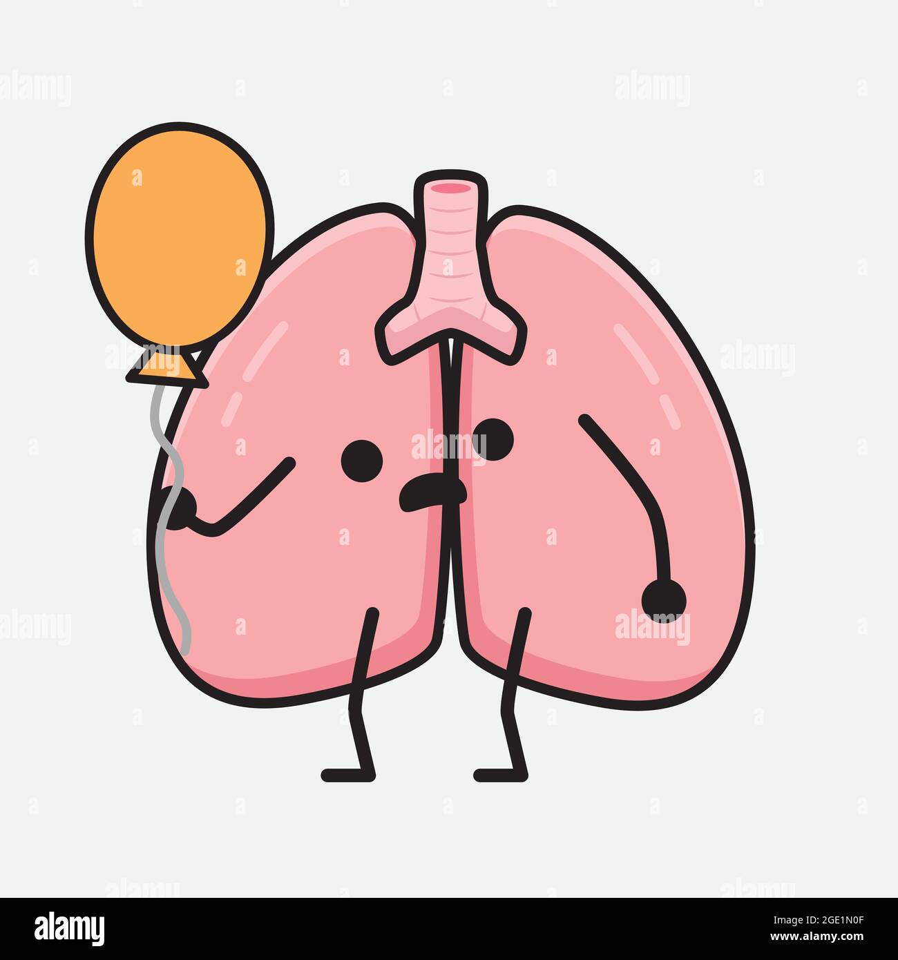 Vector Illustration of Lungs Character with cute face and simple body ...