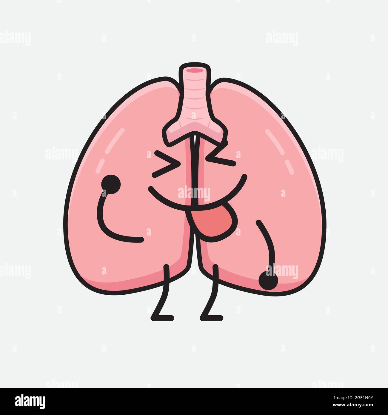 Vector Illustration of Lungs Character with cute face and simple body ...