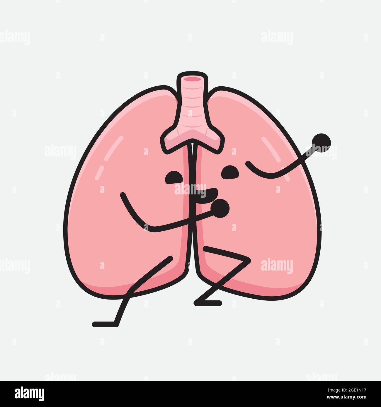 Vector Illustration of Lungs Character with cute face and simple body ...