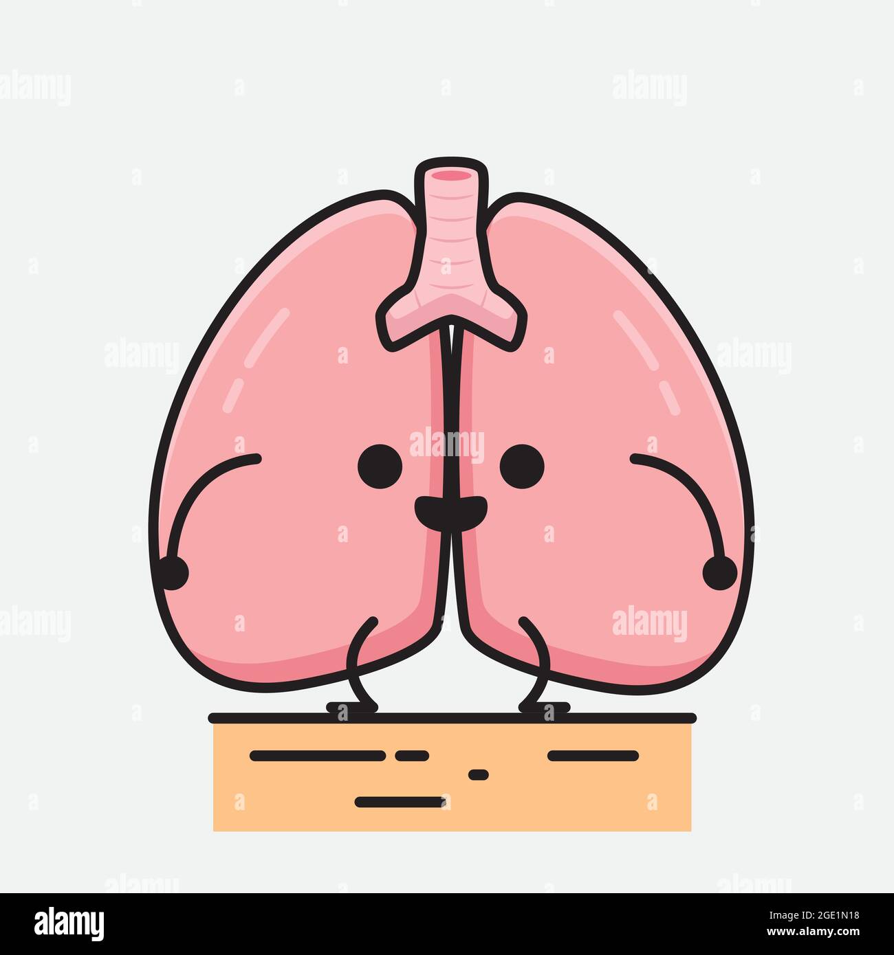 Vector Illustration of Lungs Character with cute face and simple body ...