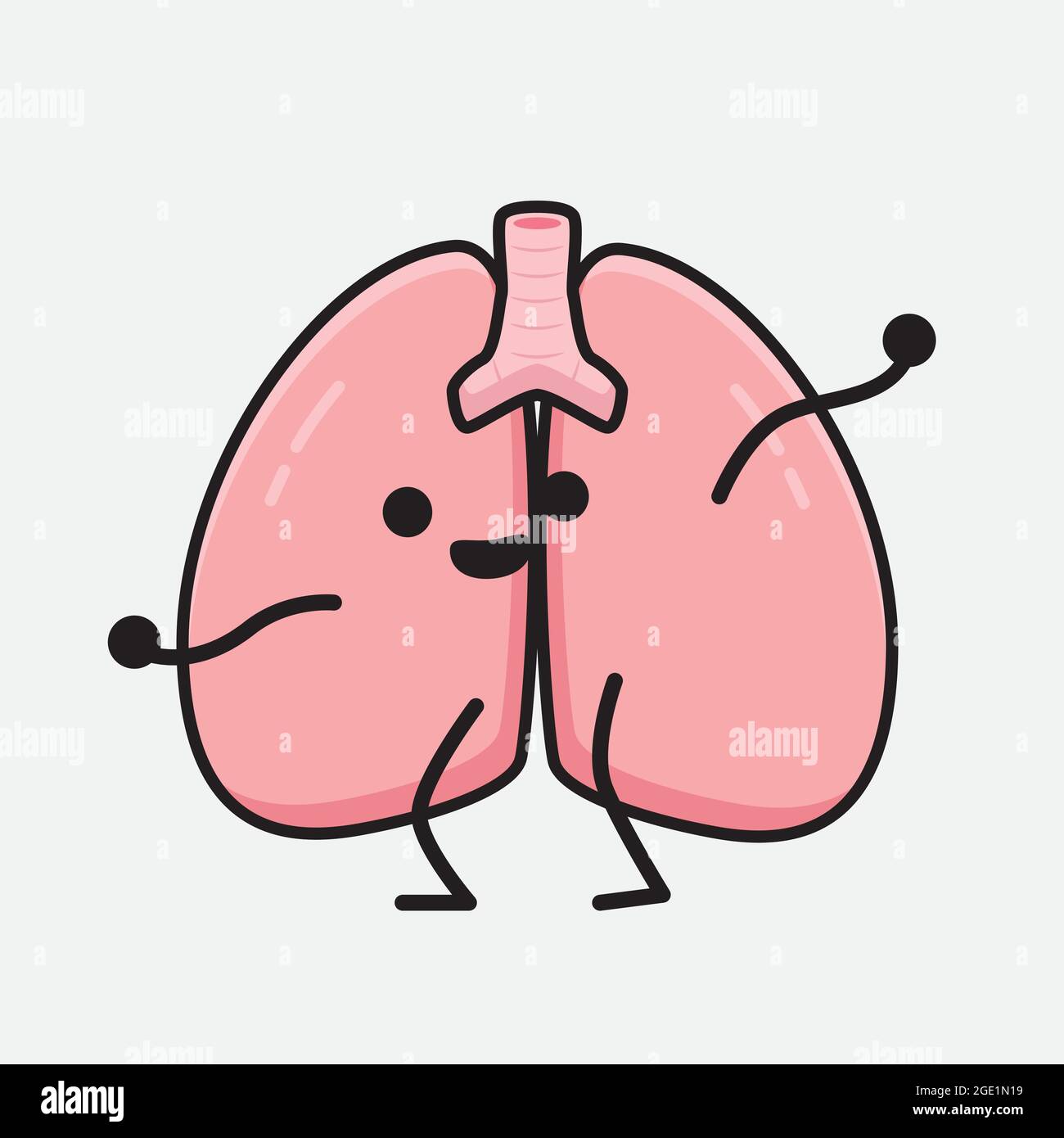 Vector Illustration of Lungs Character with cute face and simple body ...