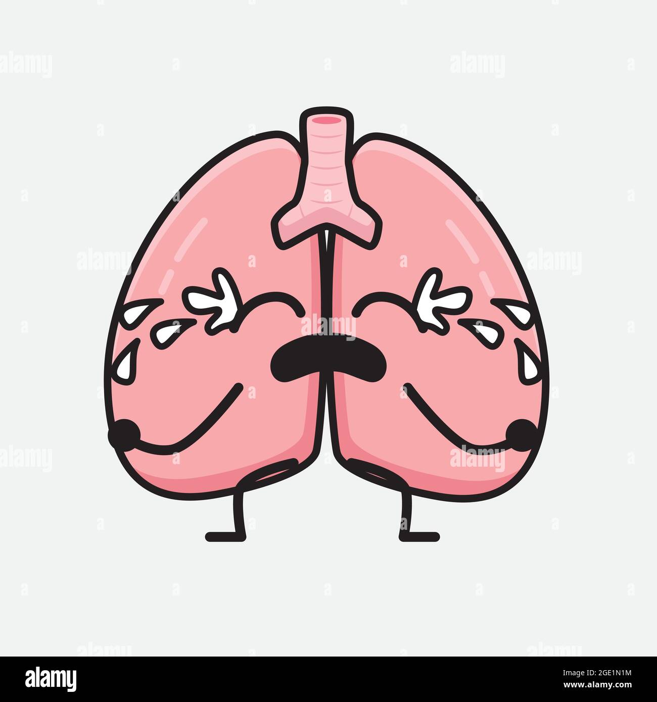 Vector Illustration of Lungs Character with cute face and simple body ...