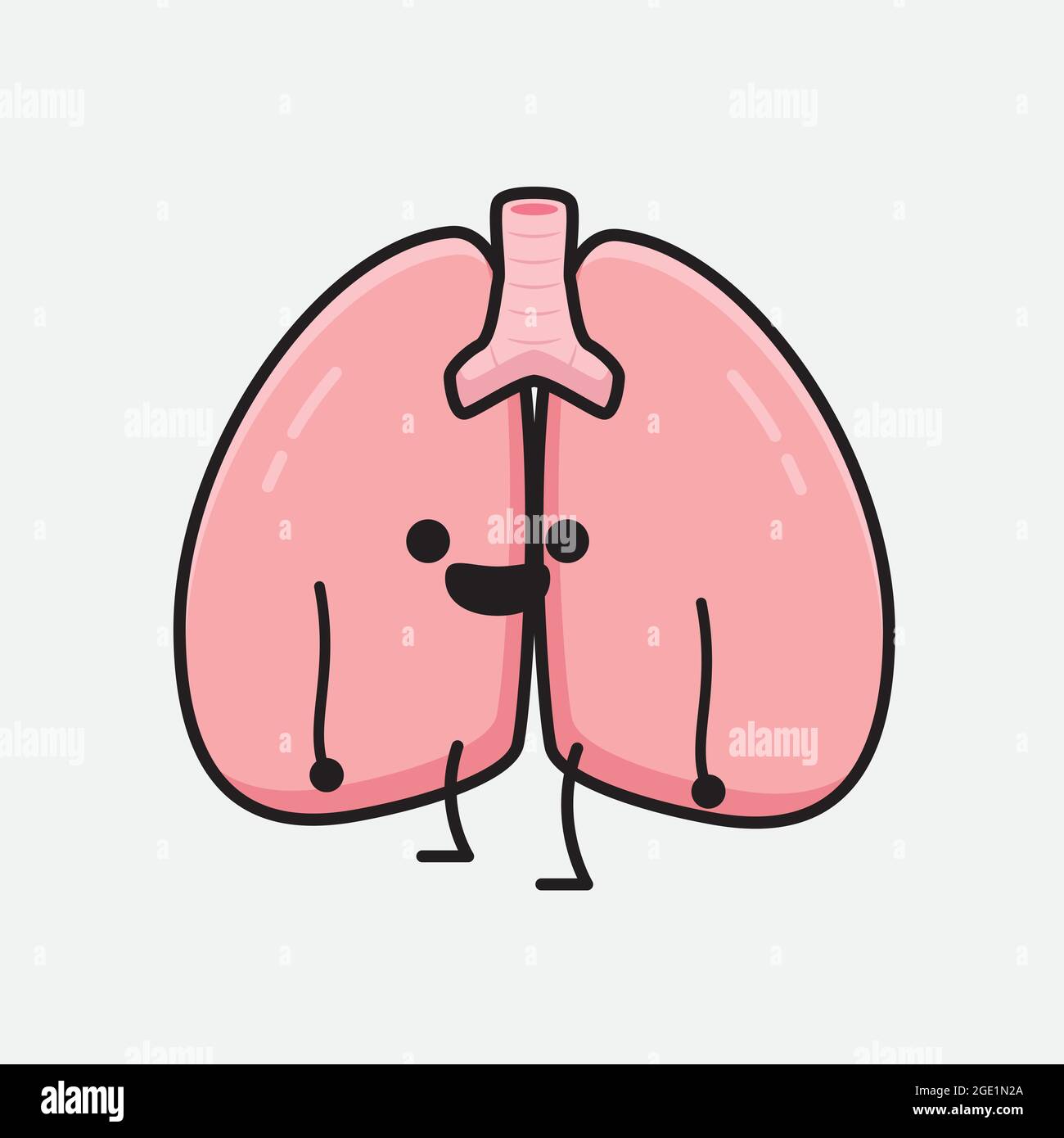 Vector Illustration of Lungs Character with cute face and simple body ...
