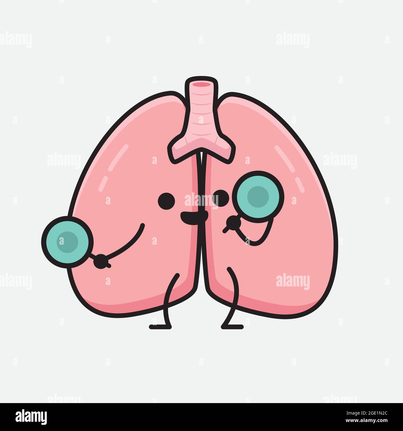 Vector Illustration of Lungs Character with cute face and simple body ...