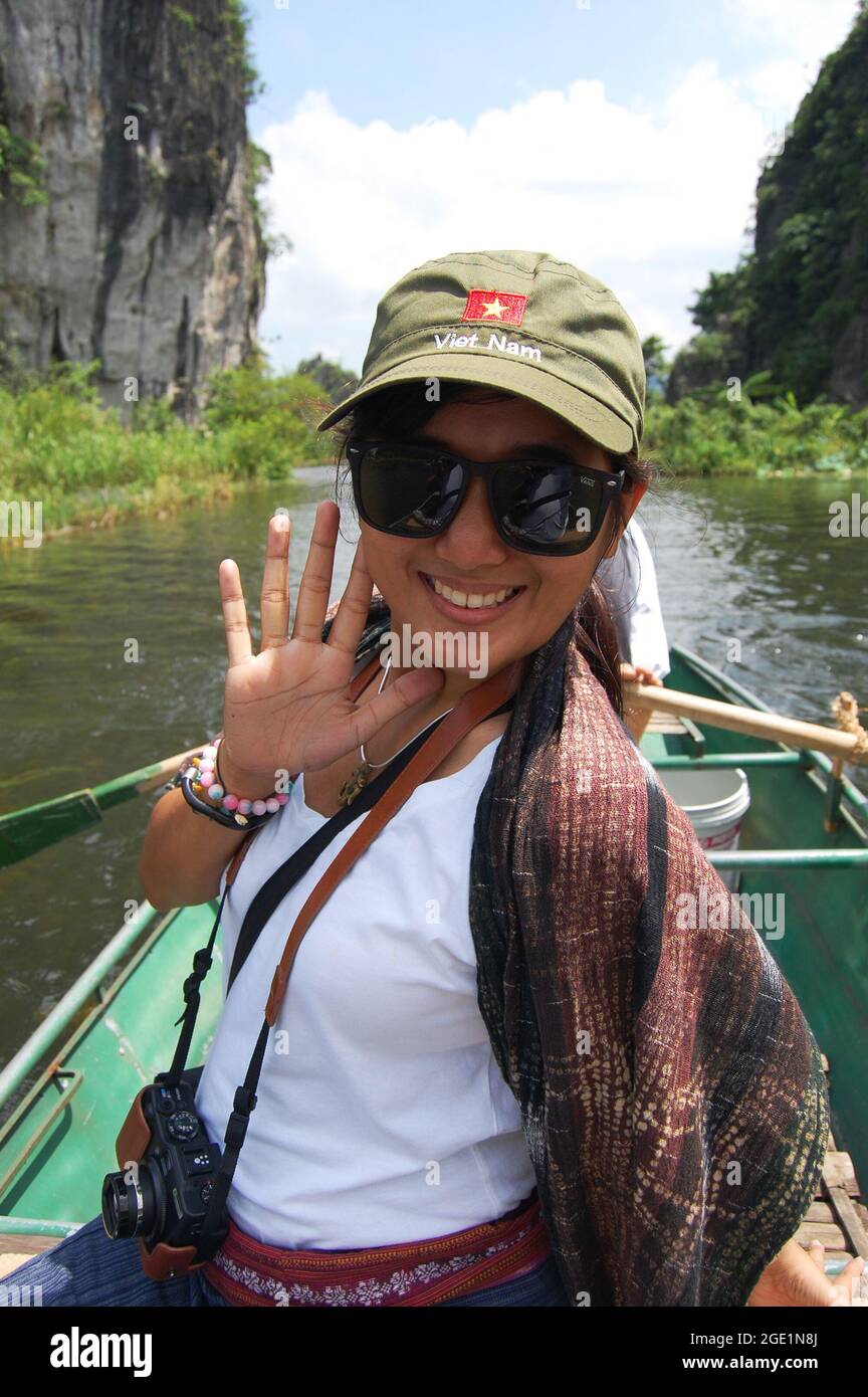 Travelers thai women people travel visit shooting take photo on boat ...