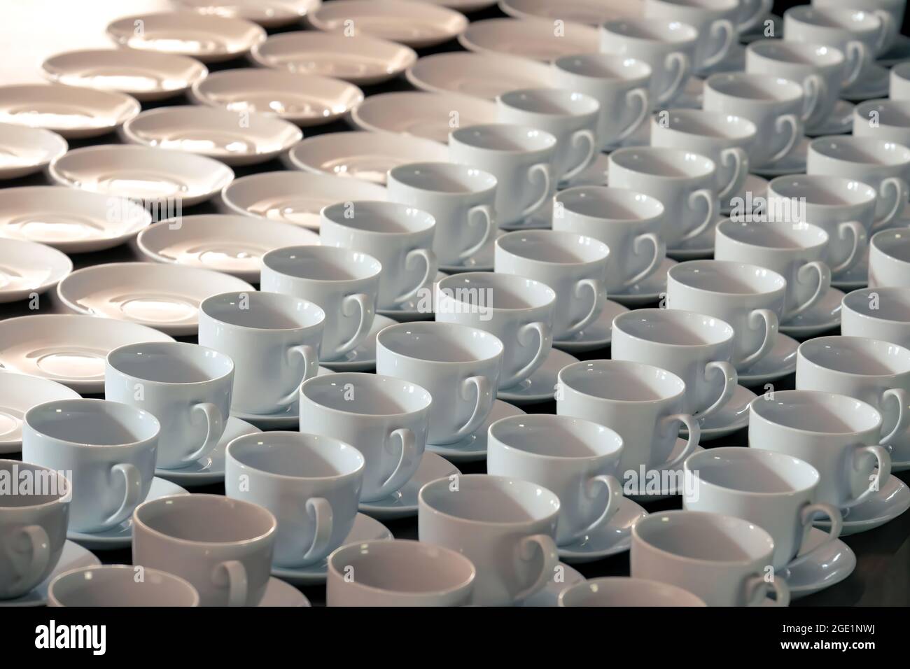 many coffee cup set up for tea break in business meeting conference ...