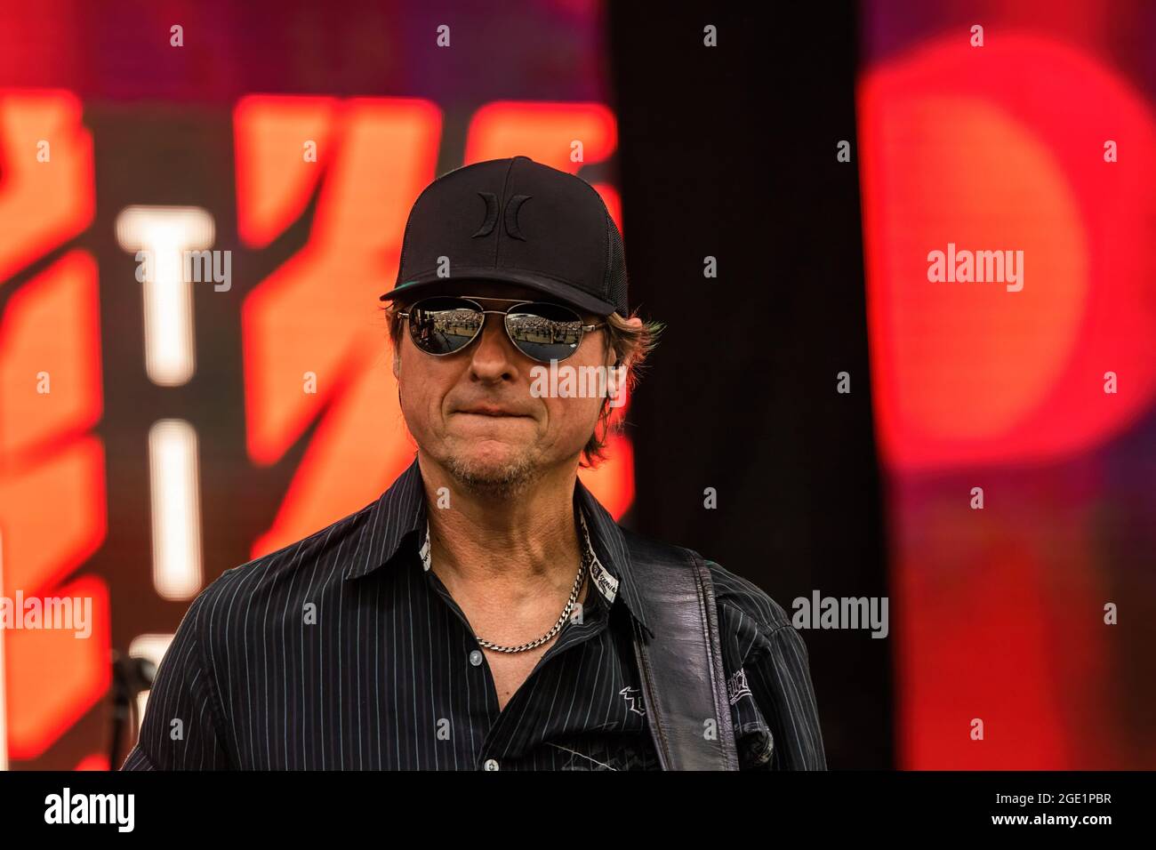 Edmonton, Canada. 14th Aug, 2021. Glass Tiger's Wayne Parker performs ...