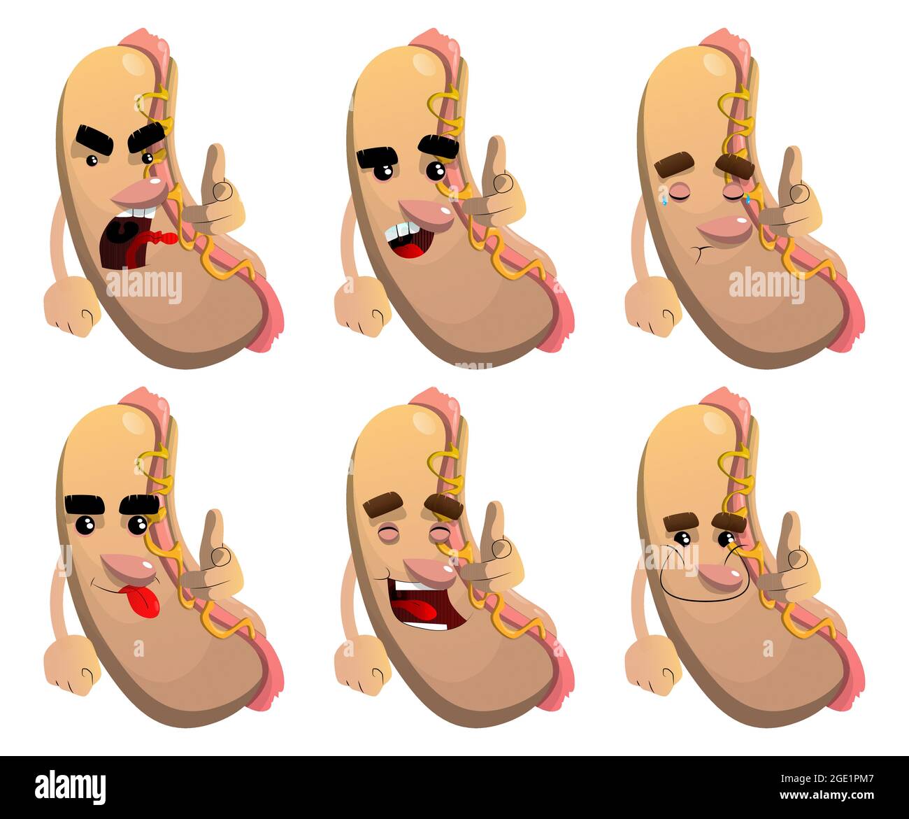 Hot Dog pointing at the viewer with his hand. American fast food as a ...
