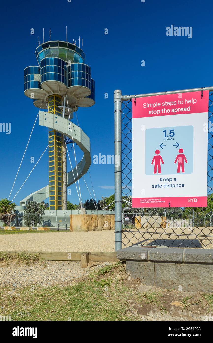 A COVID-19 social distancing warning sign at the Shep's Mound ...