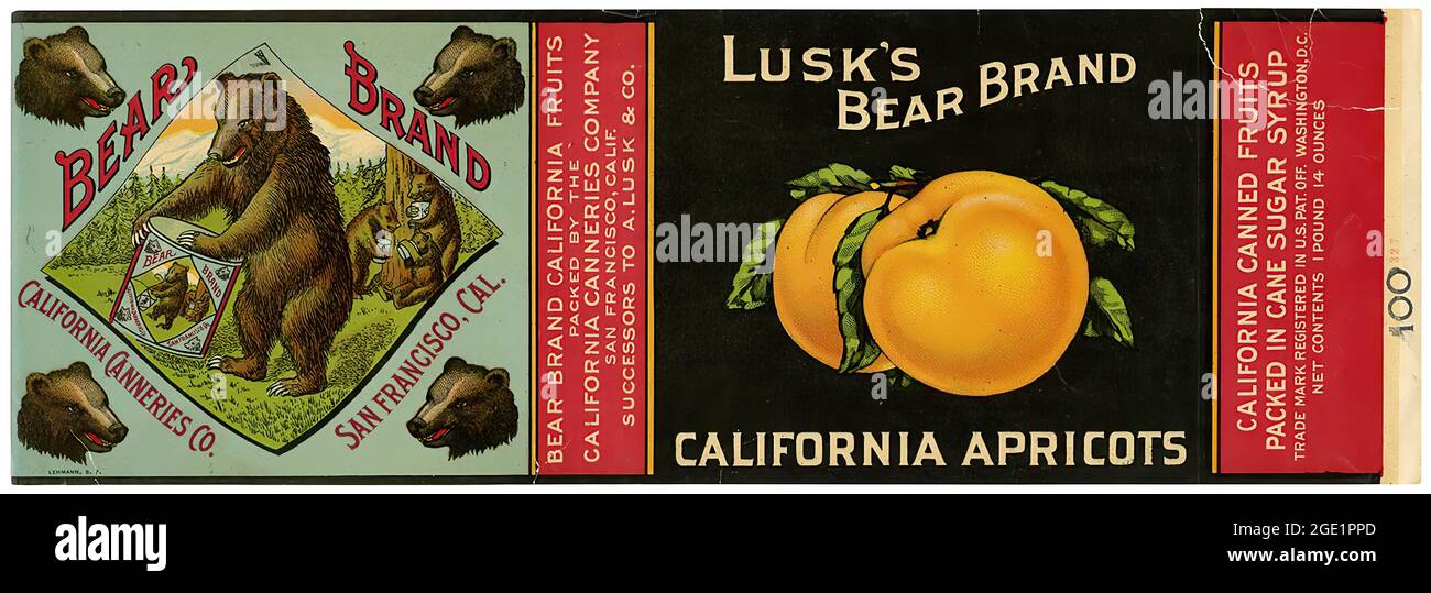 Colorful, twentieth century American paper labels applied to fruit ...