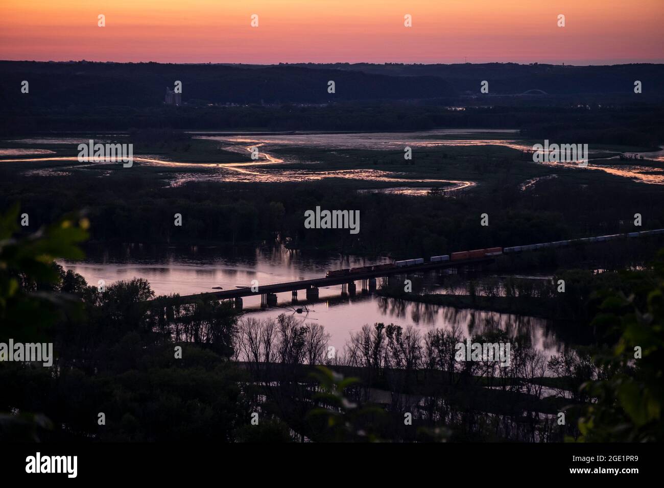 Sunset at an overlook at Wyalusing State Park, overlooking the ...