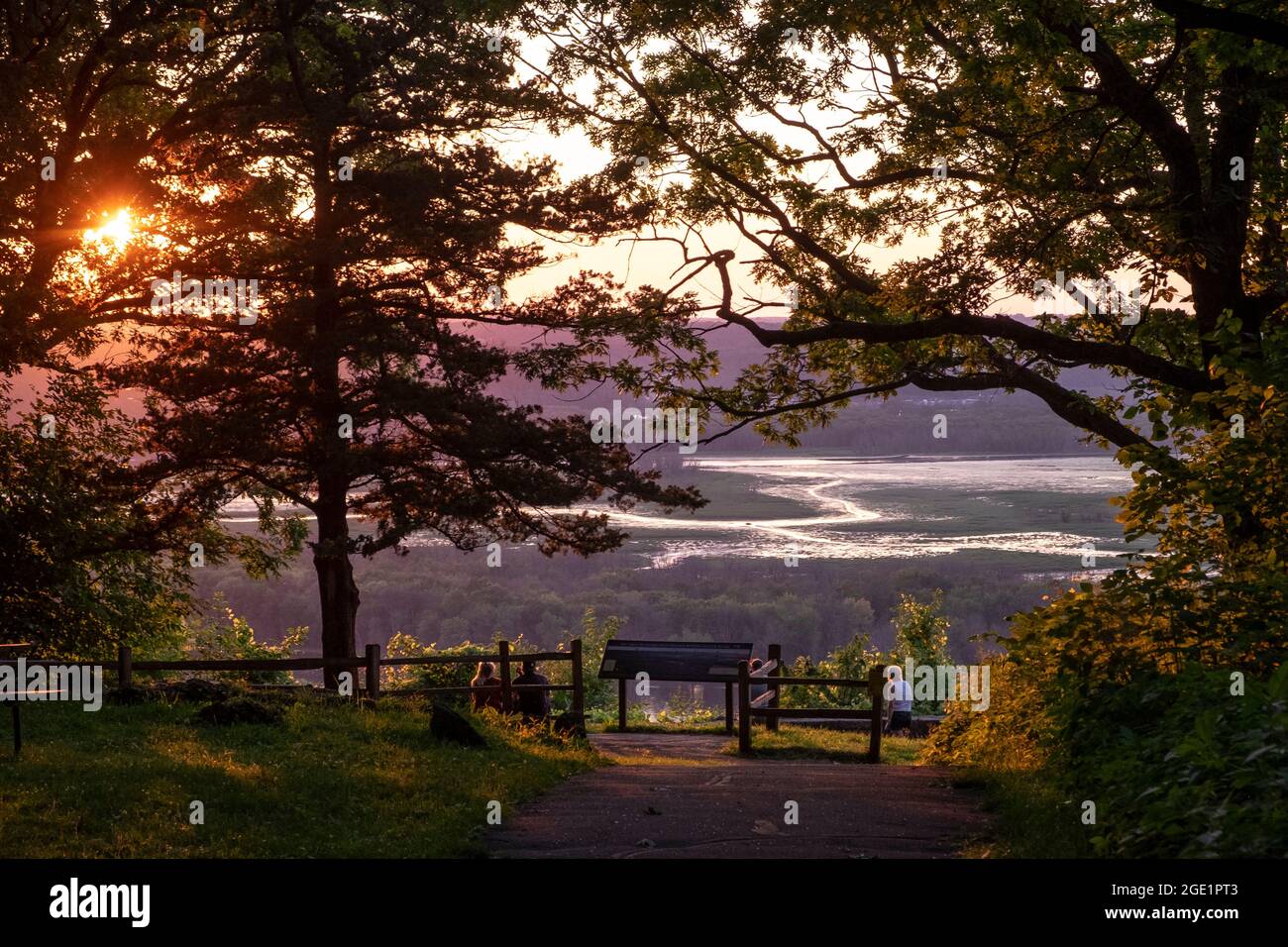 Sunset at an overlook at Wyalusing State Park, overlooking the ...
