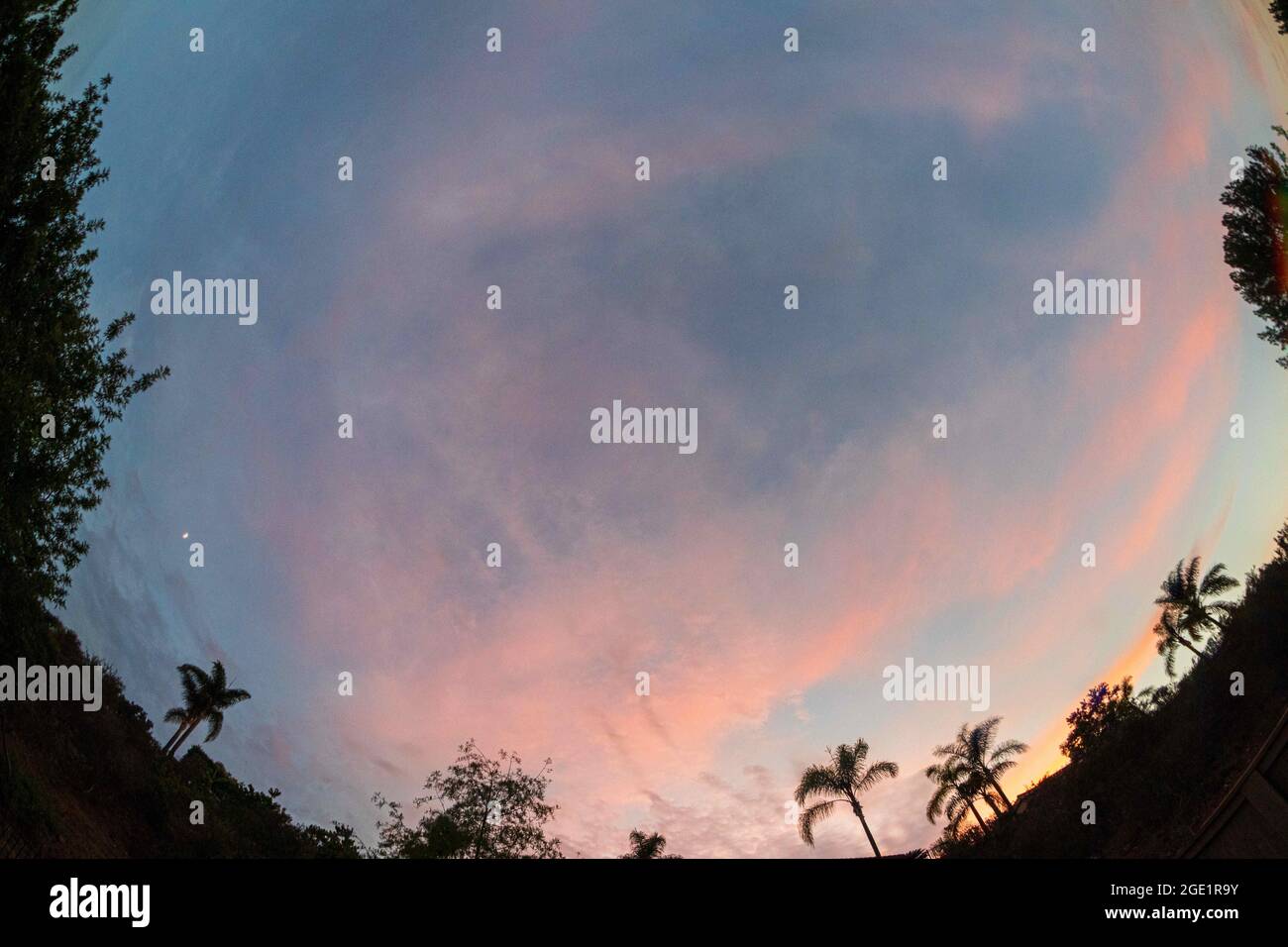 August 15, 2021: The sunset including fisheye and abstract in San Diego ...
