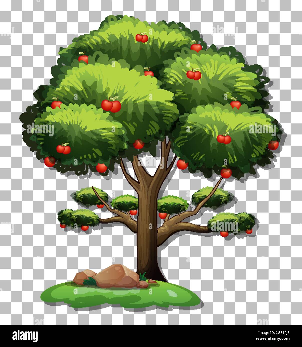 Apple tree on transparent background illustration Stock Vector Image ...