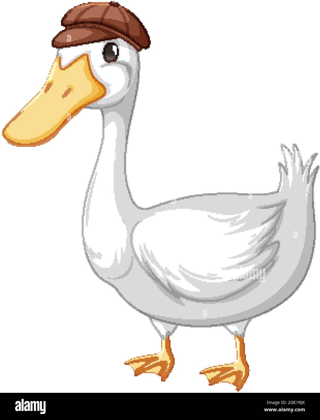 A duck wearing hat in cartoon style isolated on white background ...