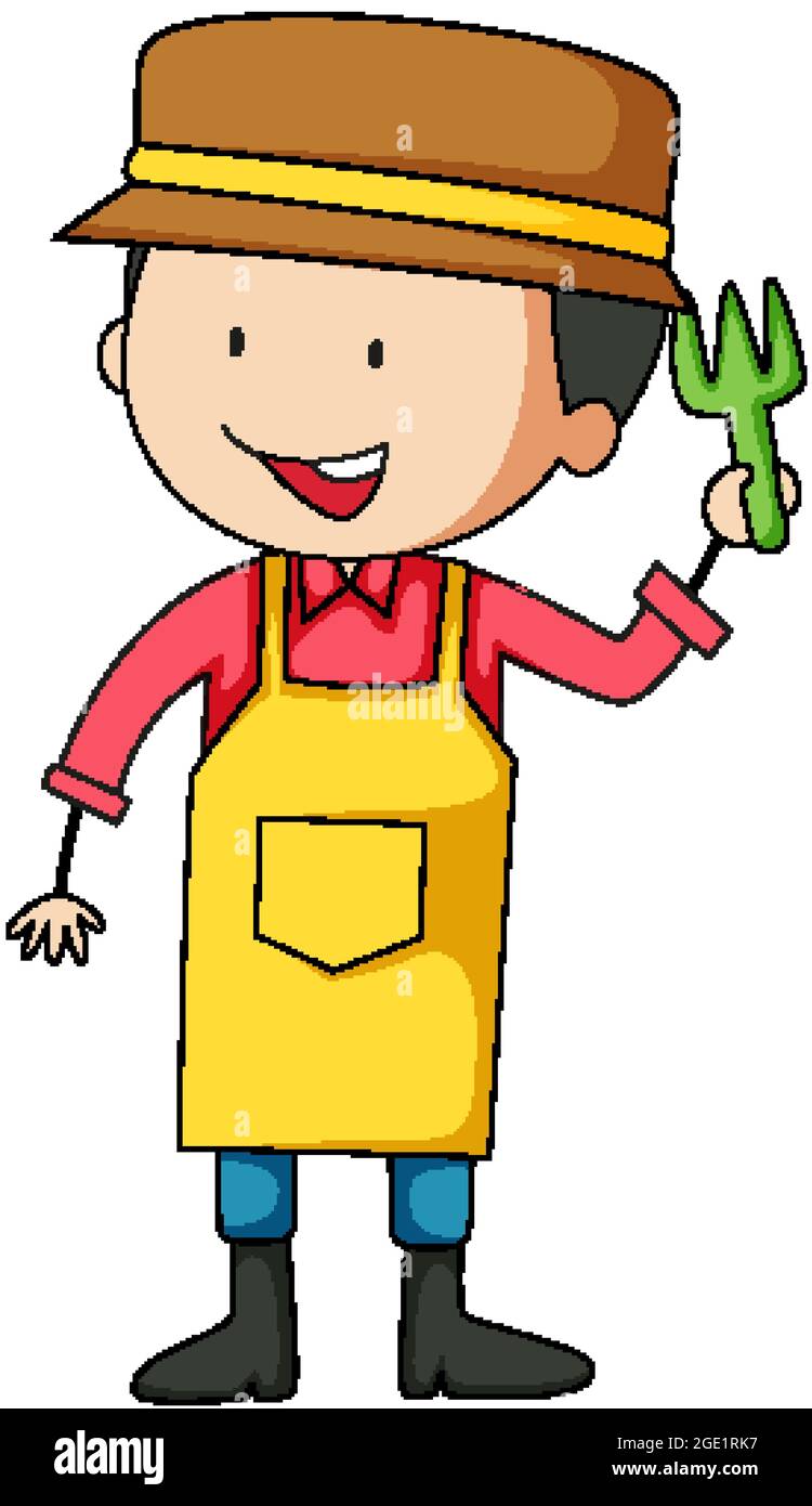 Little gardener doodle cartoon character illustration Stock Vector ...
