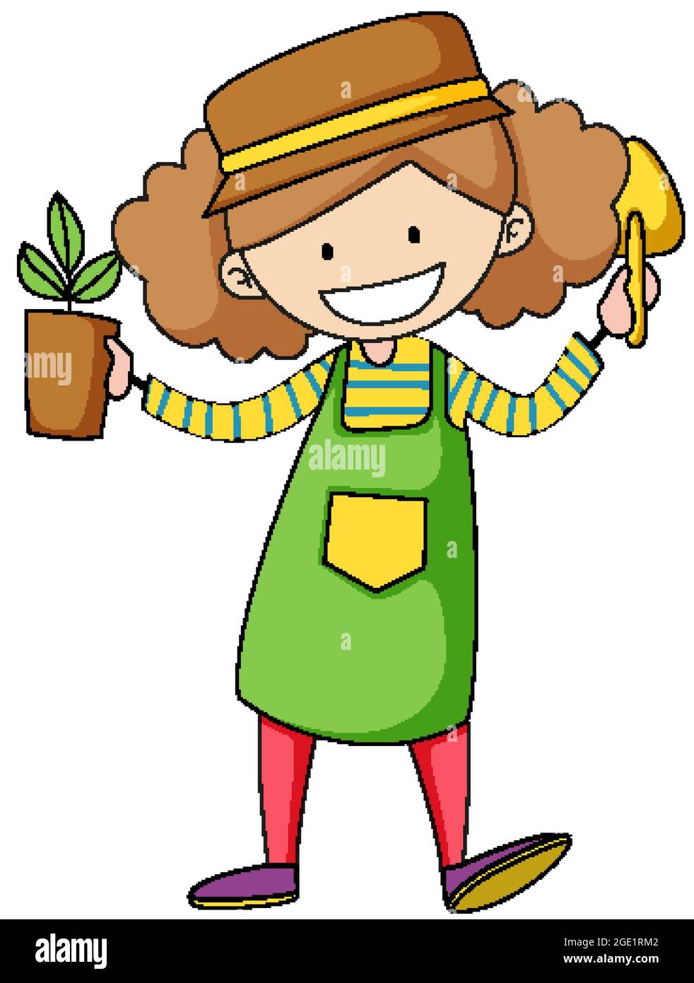 Little gardener doodle cartoon character illustration Stock Vector ...