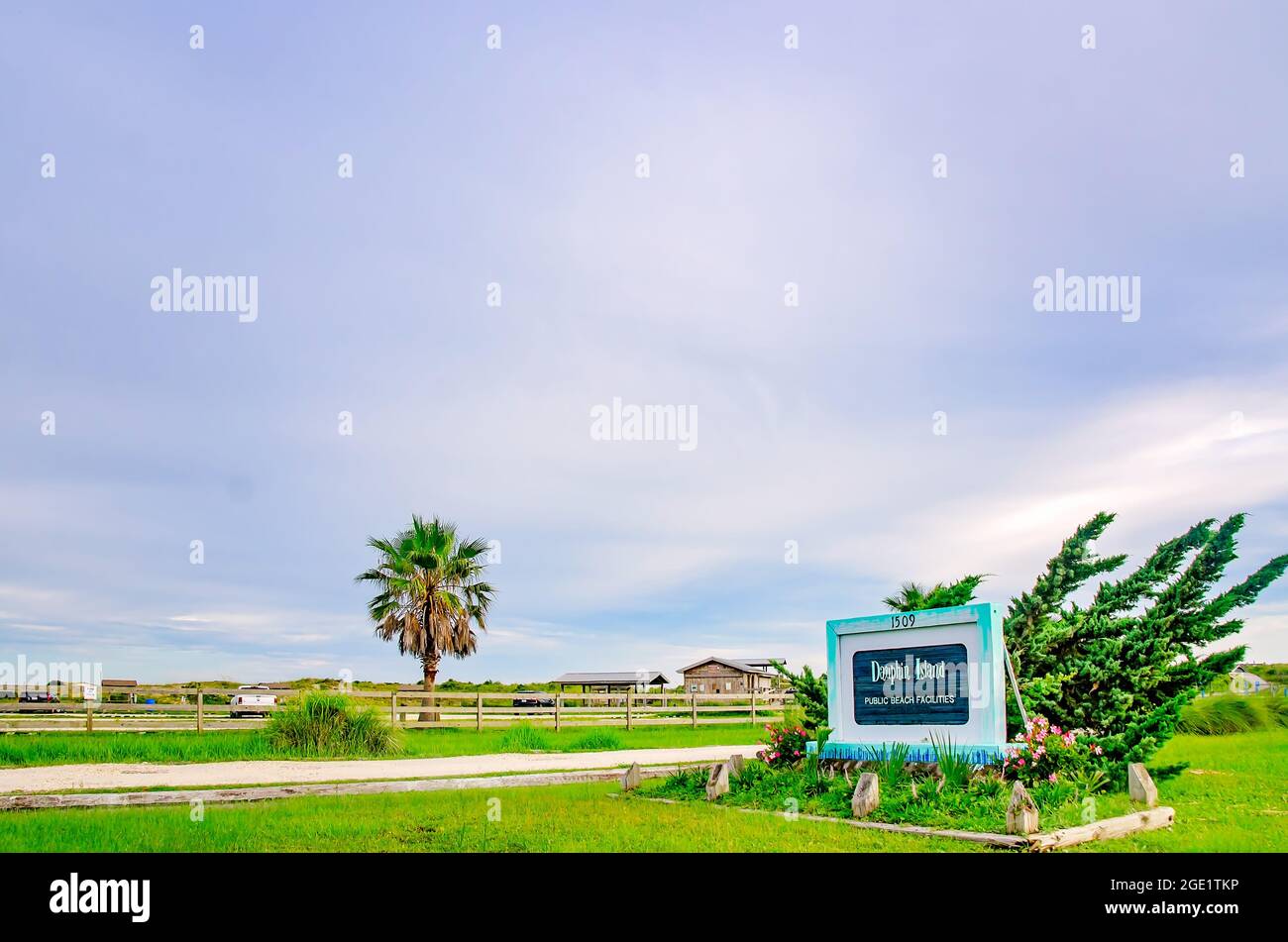 The entrance to Dauphin Island Public Beach is pictured, Aug. 12, 2021 ...