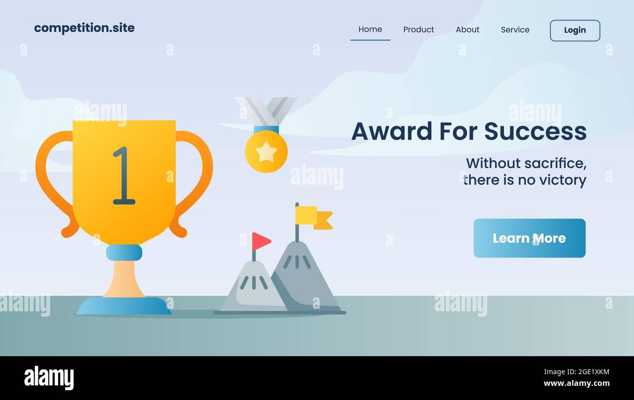 golden trophy and gold medal as award for success with tagline without ...