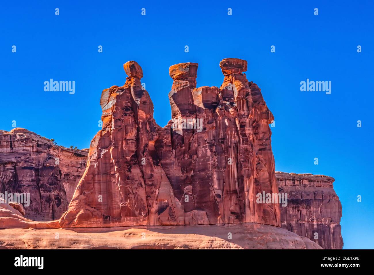 Three Gossips Red Orange Rock Formation Canyon Arches National Park ...
