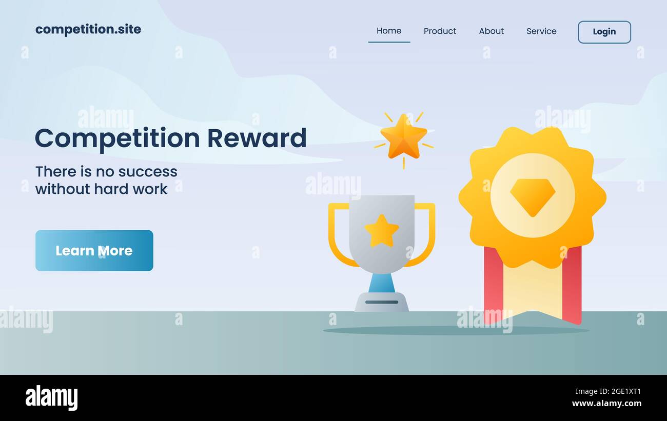 trophy and golden medal for competition reward with tagline there is no ...