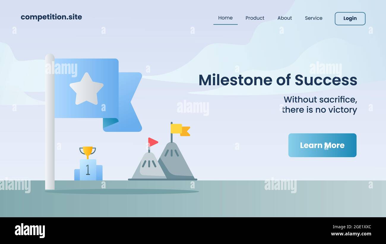 blue flag with star icon as milestone of success with tagline without ...