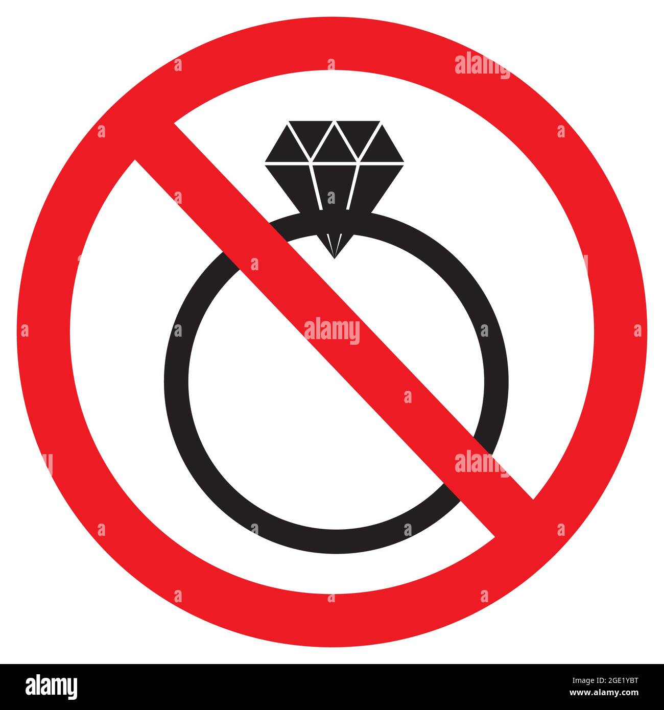 no jewelry on white background. no jewelry symbol. flat style Stock ...
