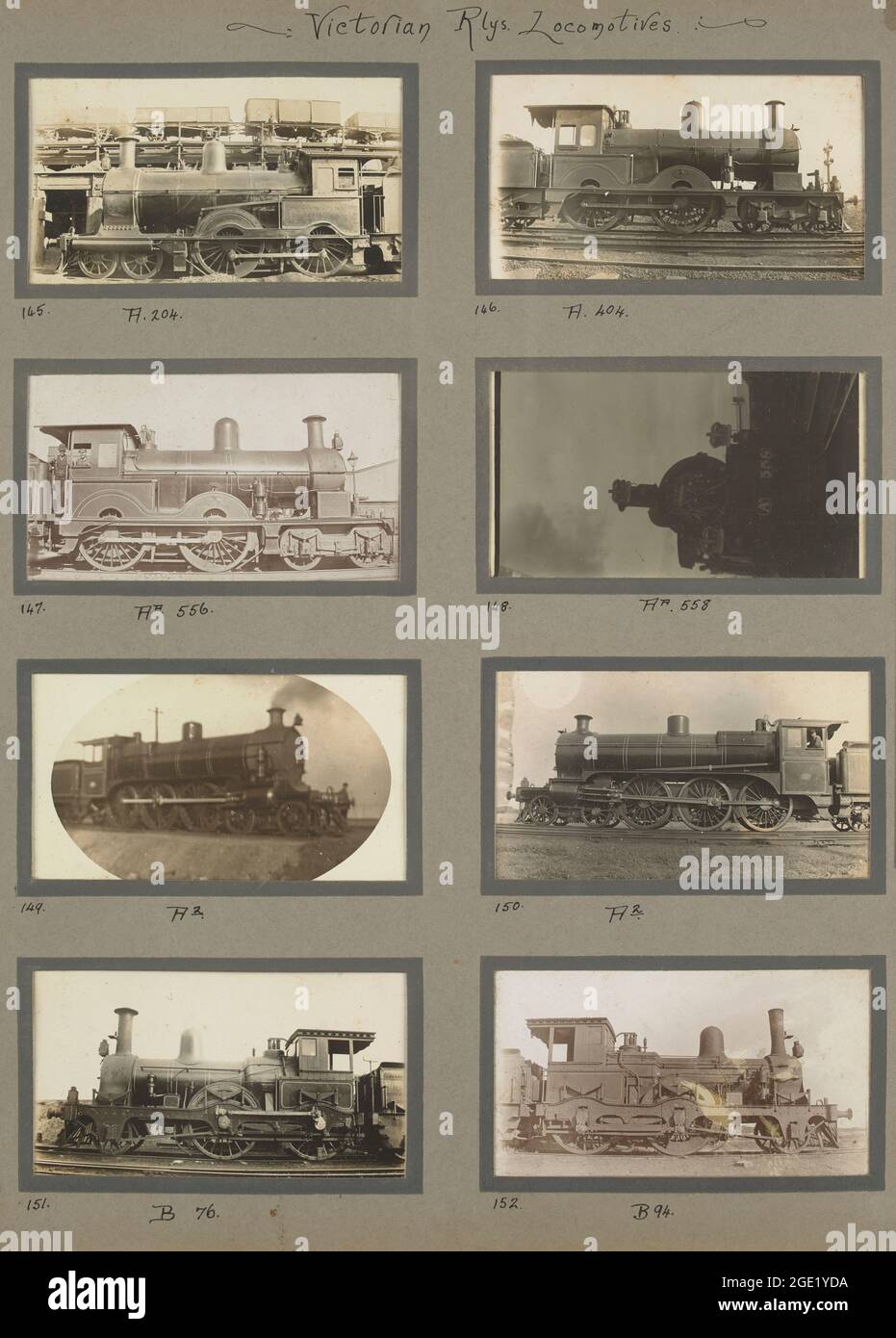 Page of historical photos of steam locomotives, circa 1890 Stock Photo ...