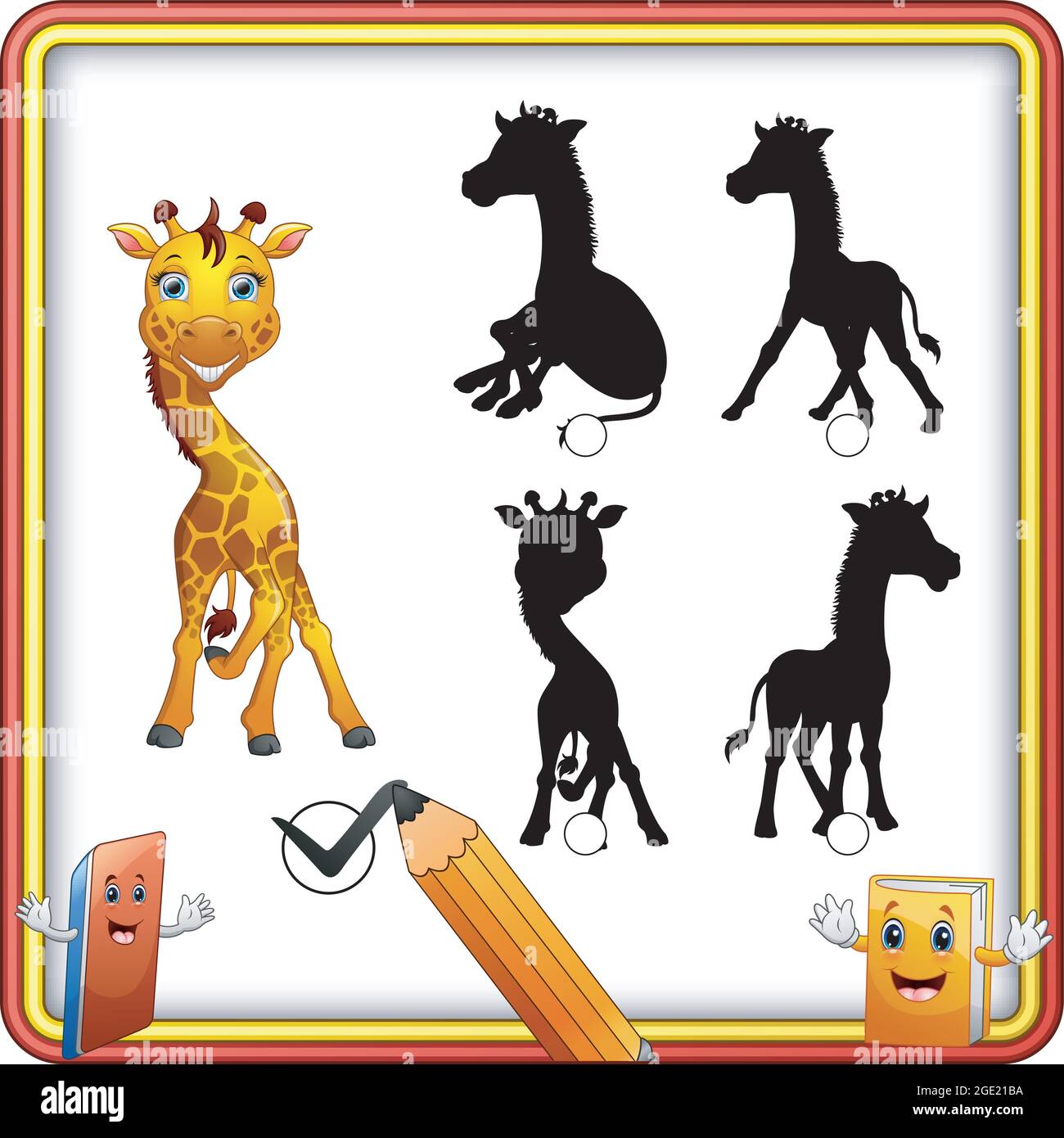 Find the correct shadow a giraffe. Shadow matching children game Stock ...