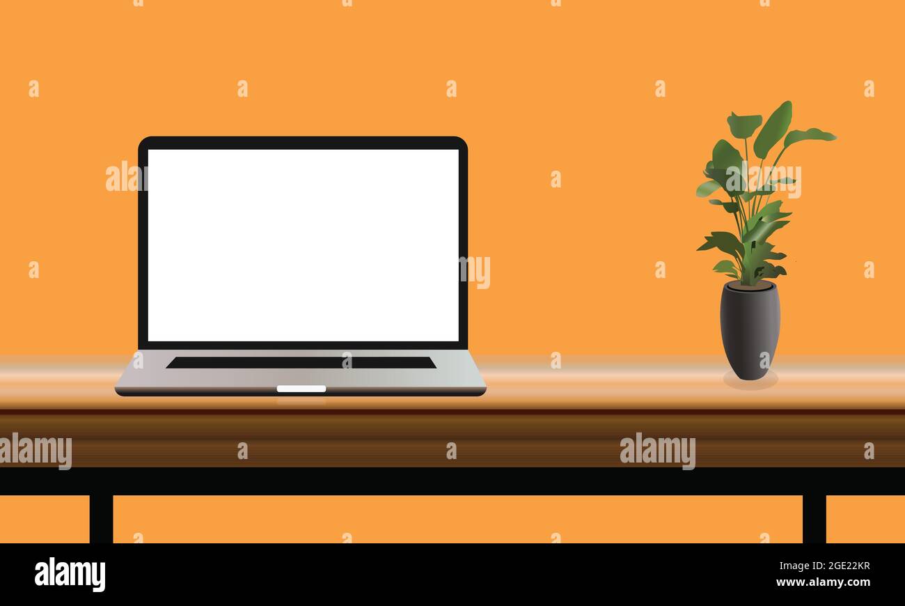 Laptop vector isolated. Pleasant work space. Realistic laptop or ...