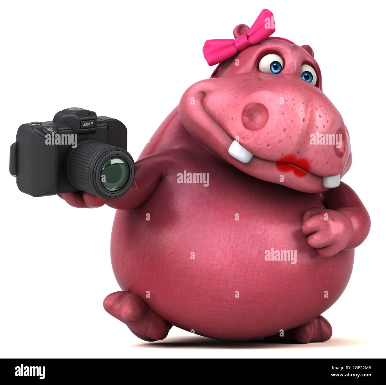 Pink Hippo - 3D Illustration Stock Photo - Alamy
