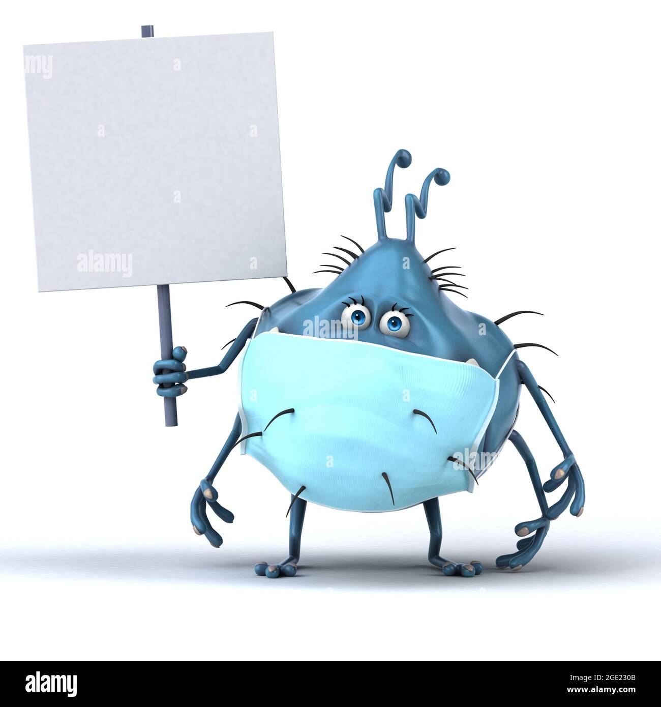 Fun 3D illustration of a cartoon microbe with a mask Stock Photo - Alamy