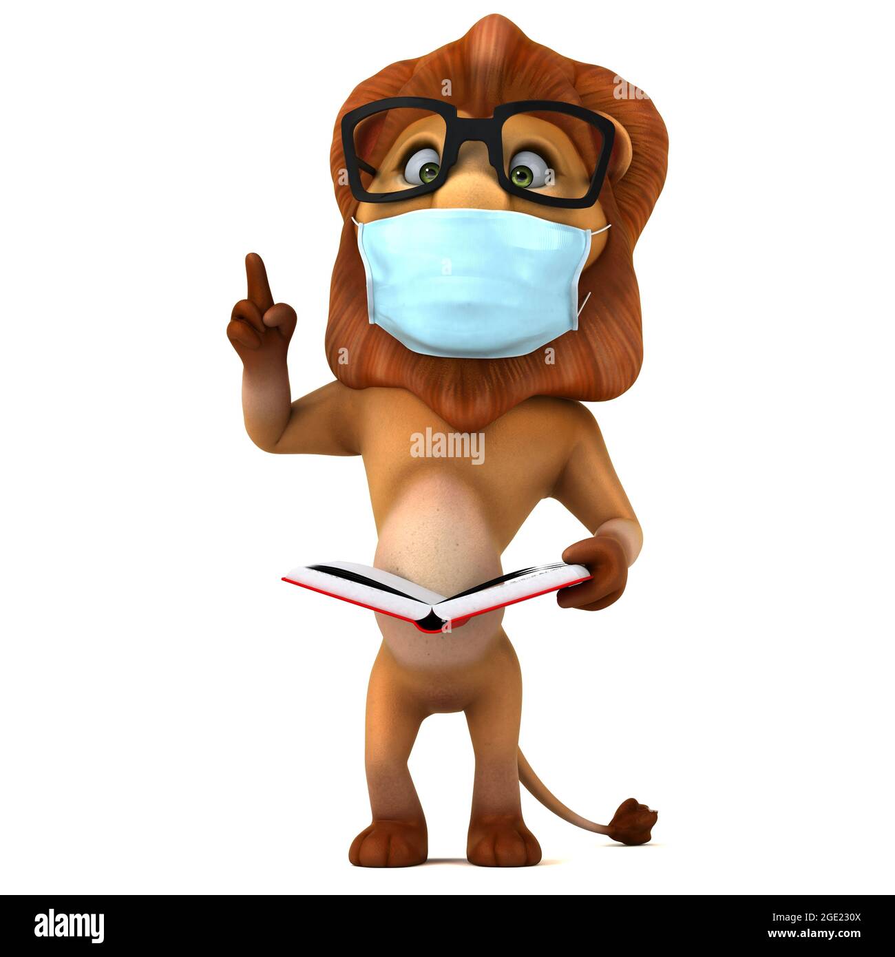 Fun 3D illustration of a cartoon Lion with a mask Stock Photo - Alamy