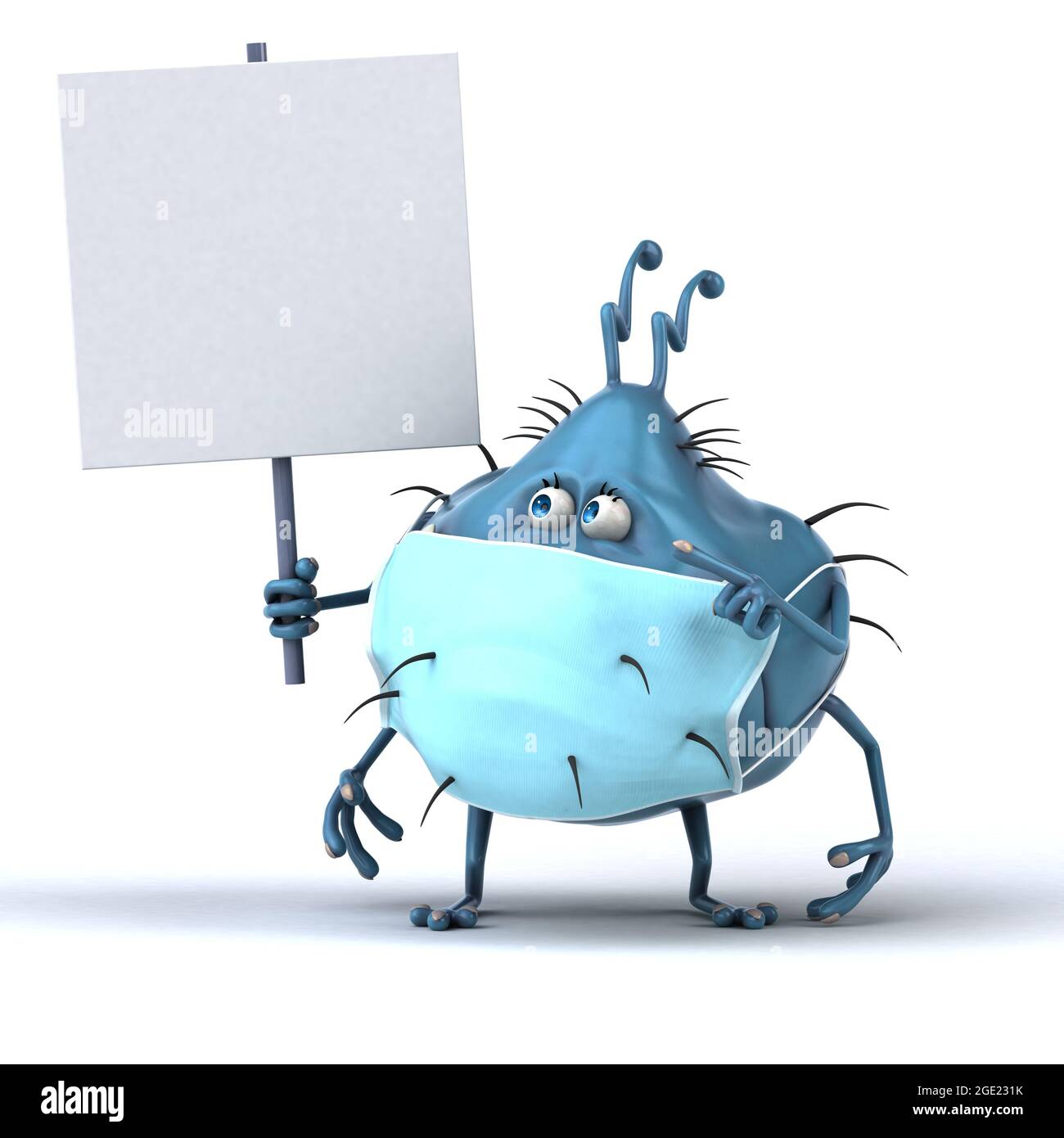 Fun 3D illustration of a cartoon microbe with a mask Stock Photo - Alamy