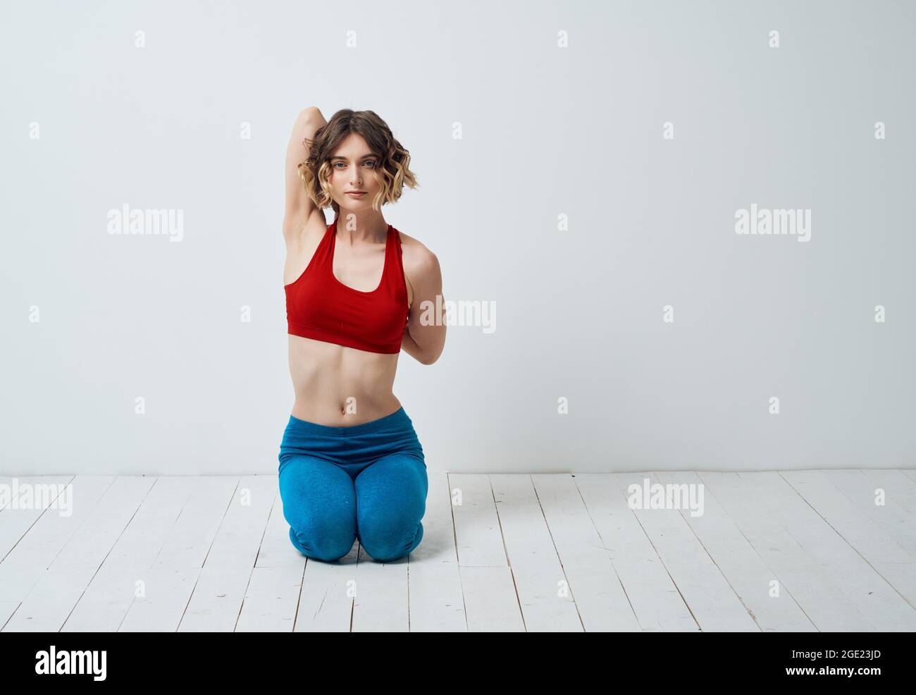 woman gymnast workout stretch fitness slim figure Stock Photo - Alamy