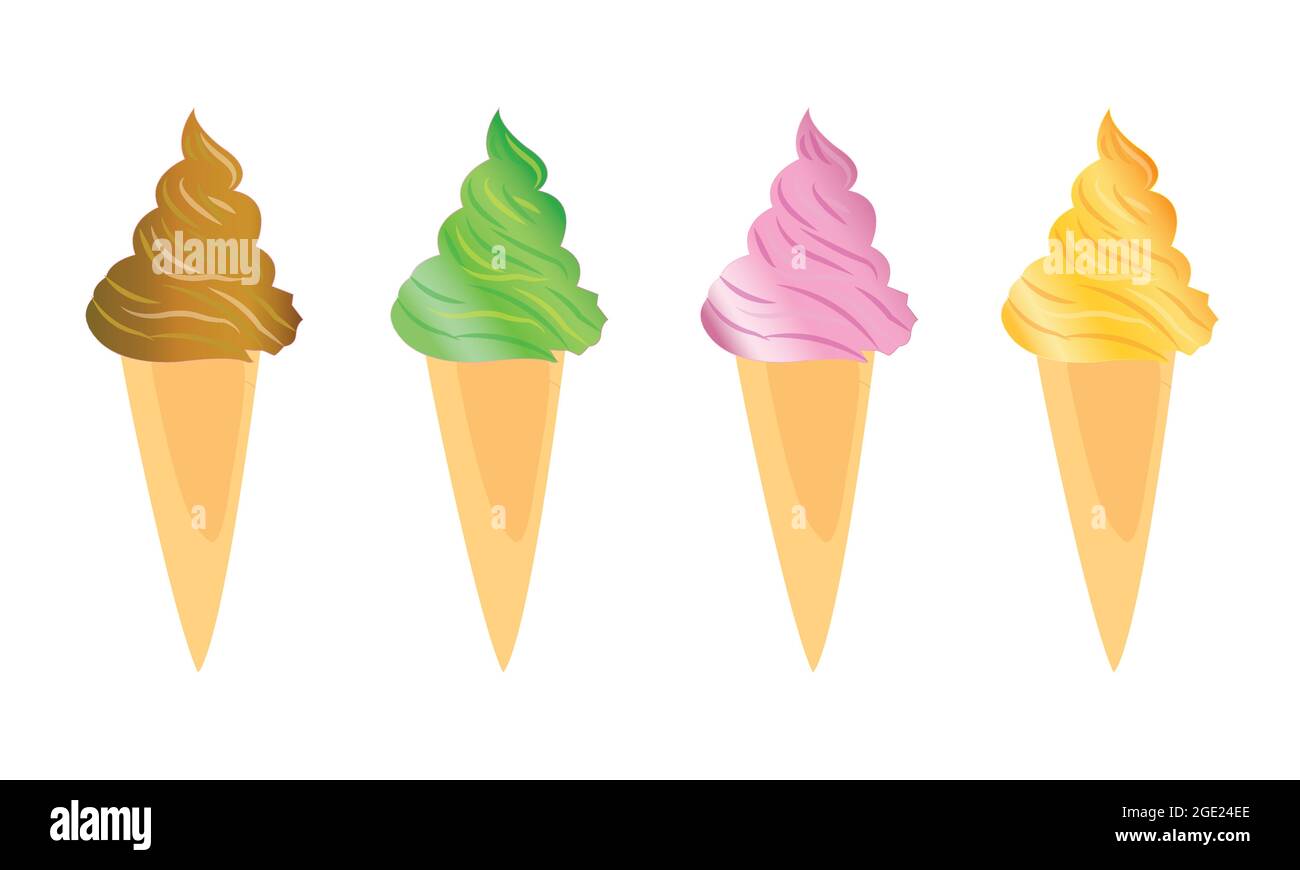 Ice Cream Collection Vector Illustration Tasty And Cool Cone Ice