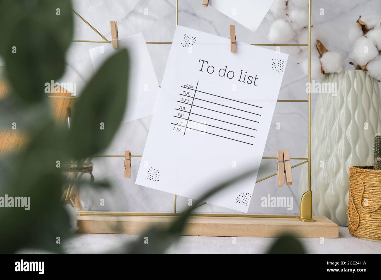 TO DO list Cards and posters mock ups on grid board. Copy space. Home ...