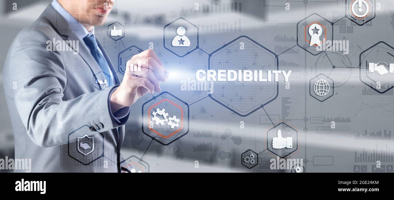 Credibility improvement concept. Multiple exposure virtual screen Stock ...